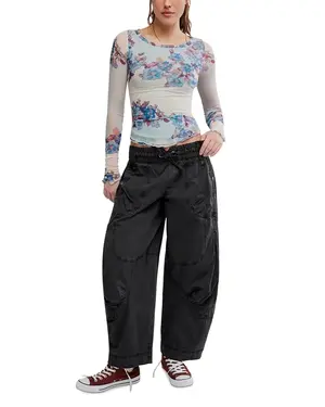 Free People Lilly Printed Long Sleeve Top - Frost Combo