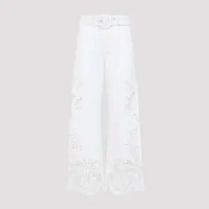 Farm Rio Embroidered Cropped Denim Pants With Belt