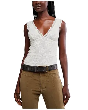 Free People Loved You First Lace Top - Tea