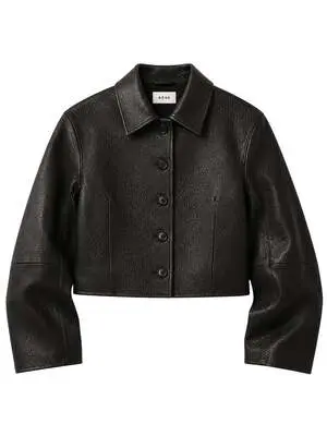 RÓHE Hammered Leather Cropped Jacket With Knotted Button Closures