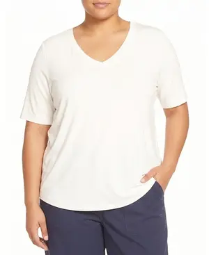 Universal Standard Lily Liquid Jersey V-neck Stovepipe Tee - White