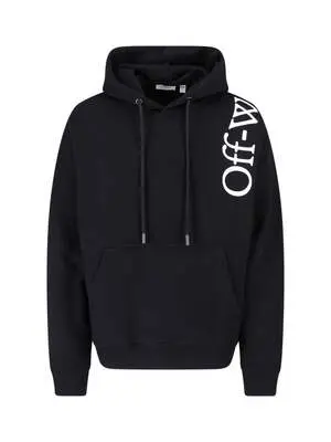 Off-White Logo Detail Cotton Hoodie - Black