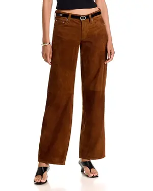 Rag & Bone Saige Suede Low Rise Wide Leg Jeans - Brown