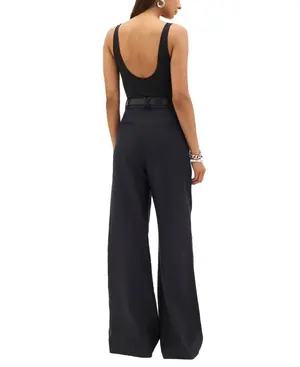 Another Tomorrow Linen Pleated Trouser