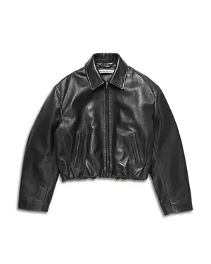 Acne Studios Cropped Leather Jacket - Black