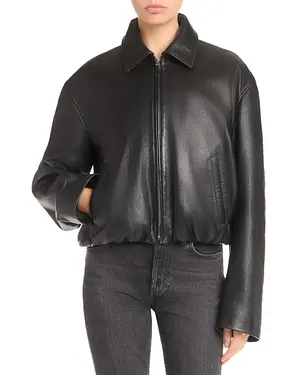 Acne Studios Cropped Leather Jacket - Black