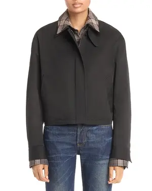 Acne Studios Check Trim Cotton Jacket - Black
