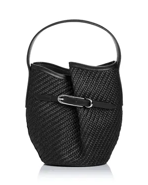 LIFFNER Belted Mini Raffia Bucket Bag