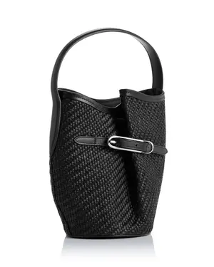 LIFFNER Belted Mini Raffia Bucket Bag