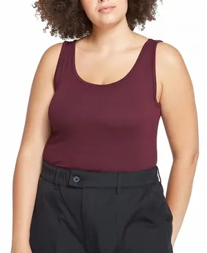 Universal Standard Plus Cloud Rib Tank - Black Cherry