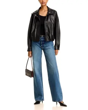 French Connection Dessa Faux Leather Funnel Neck Jacket