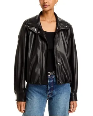 French Connection Dessa Faux Leather Funnel Neck Jacket