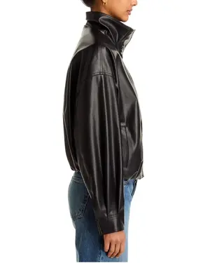French Connection Dessa Faux Leather Funnel Neck Jacket