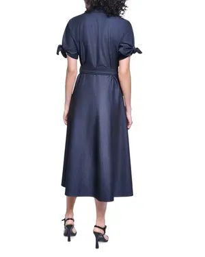 Karl Lagerfeld Paris Belted Denim Midi Shirt Dress