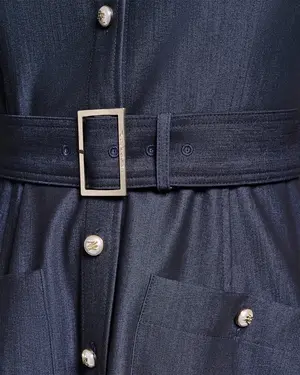 Karl Lagerfeld Paris Belted Denim Midi Shirt Dress