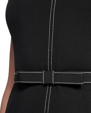 Karl Lagerfeld Paris Contrast Stitch Belted Midi Dress