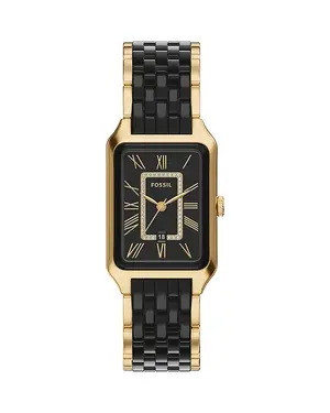 Fossil Raquel Watch Rectangular Stainless Steel Two-tone Link Bracelet