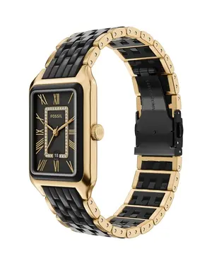 Fossil Raquel Watch Rectangular Stainless Steel Two-tone Link Bracelet