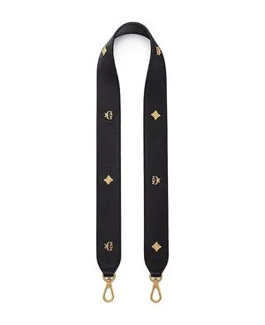 Mcm Pina Shoulder Strap In Studded Calfskin - Black