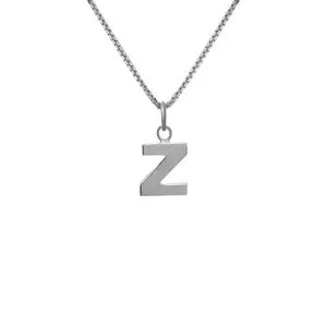 EDGE ONLY Letter Pendant "z" Initial Necklace Sterling - Silver