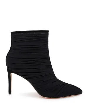 L'Agence Fulton Ruched Ankle Boots - Black Mesh