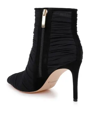 L'Agence Fulton Ruched Ankle Boots - Black Mesh