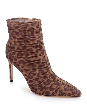 L'Agence Fulton Ruched Ankle Boots - Leopard