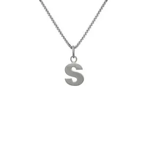 EDGE ONLY Letter Pendant "s" Initial Necklace Sterling - Silver