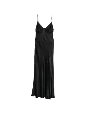 Alberta Ferretti Satin Long Dress - Black