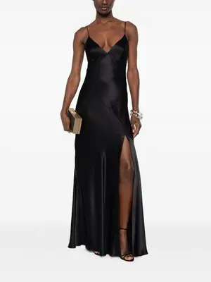 Alberta Ferretti Satin Maxi Dress With Slit