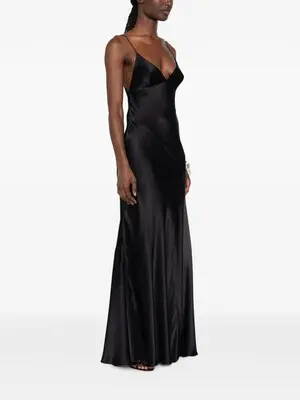 Alberta Ferretti Satin Maxi Dress With Slit