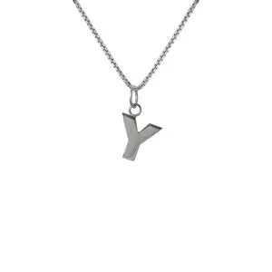 EDGE ONLY Letter Pendant "y" Initial Necklace Sterling - Silver