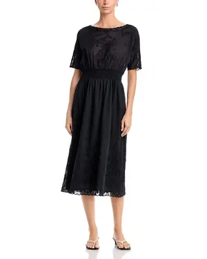 Johnny Was Xochi Lizabe Embroidered Cotton Midi Dress - Black
