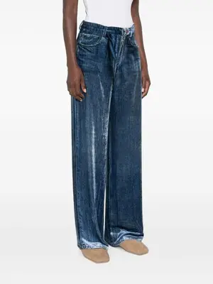 PIERRE-LOUIS MASCIA Denim Print Wide-leg Trousers