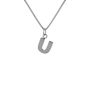 EDGE ONLY Letter Pendant "u" Initial Necklace Sterling - Silver