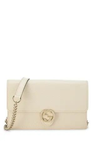 Gucci Cream Interlocking Wallet On Chain - White