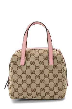 Gucci Original Gg Canvas Tofu Bag With Leather Trim - Beige