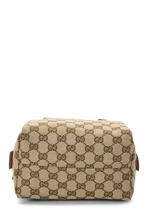 Gucci Original Gg Canvas Tofu Bag With Leather Trim