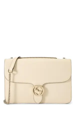 Gucci Leather Interlocking Crossbody - White