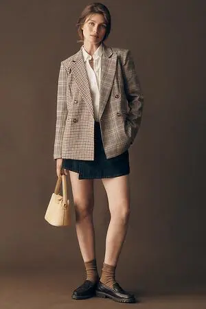 Maeve Double-breasted Checked Blazer