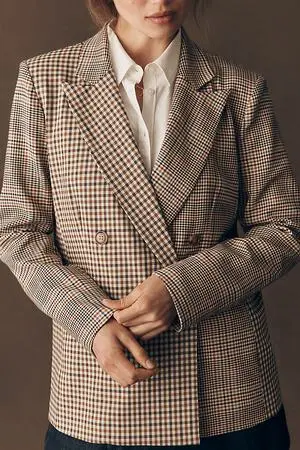 Maeve Double-breasted Checked Blazer