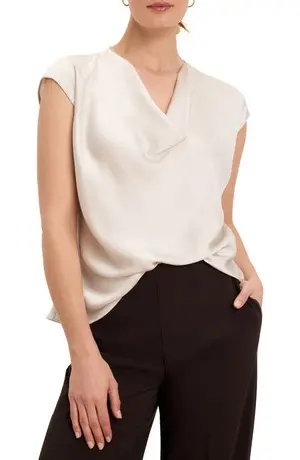 NIC+ZOE Day Gloss Drape Neck Top - Coconut