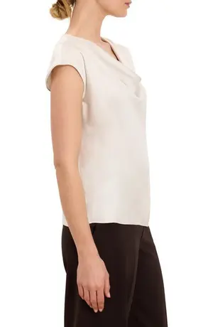NIC+ZOE Day Gloss Drape Neck Top - Coconut