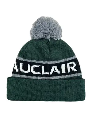 AUCLAIR Acrylic Pompom Beanie - Khaki/grey