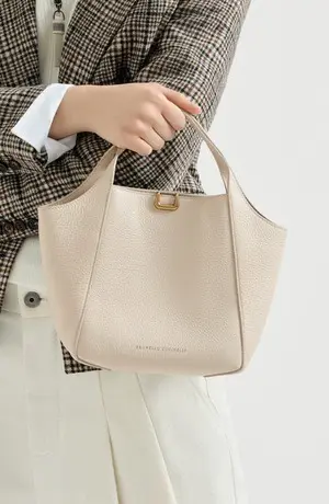Brunello Cucinelli Sartorial Small Bucket Bag In Soft Grained Leather