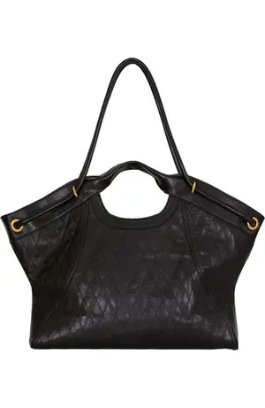 Balmain Large Tote In Topstitched Leather