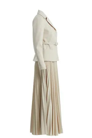 GIZIA Belted Blazer And Pleated Skirt Set