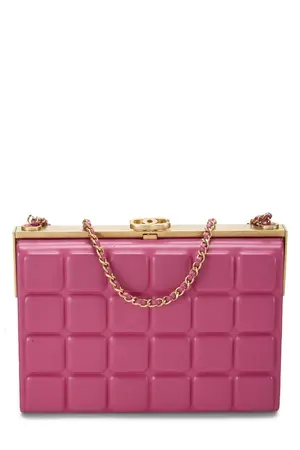 Chanel Lambskin Leather Chocolate Bar Clutch - Pink