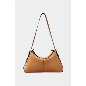 MI BOLSA LONDON Madolyn Genuine Pebble Leather Shoulder Bag - Caramel
