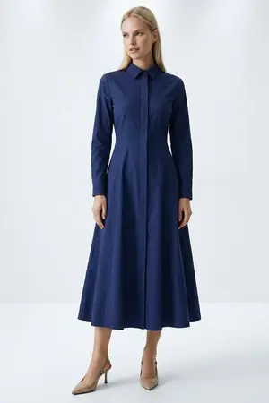 EXQUISE Fanetta Fitted Midi Shirt Dress